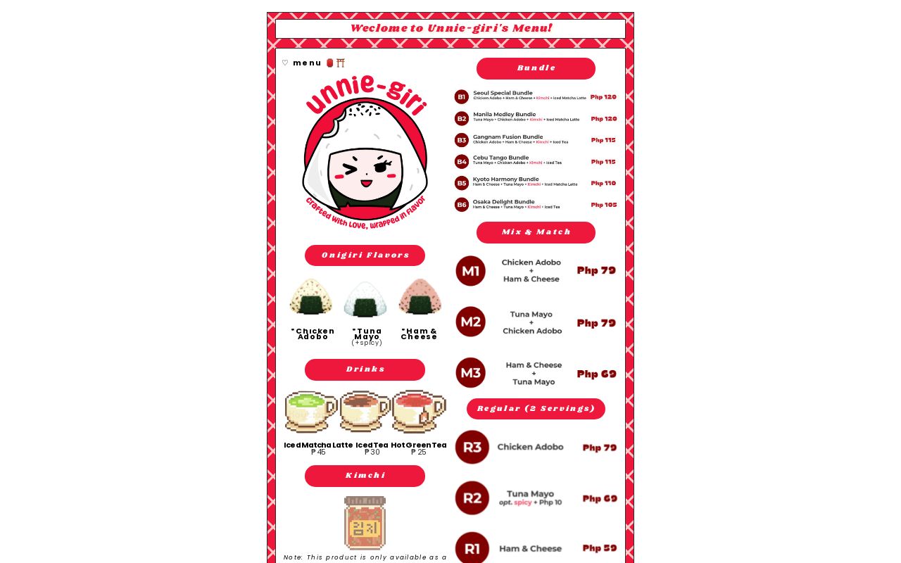 Unnie-giri Menu